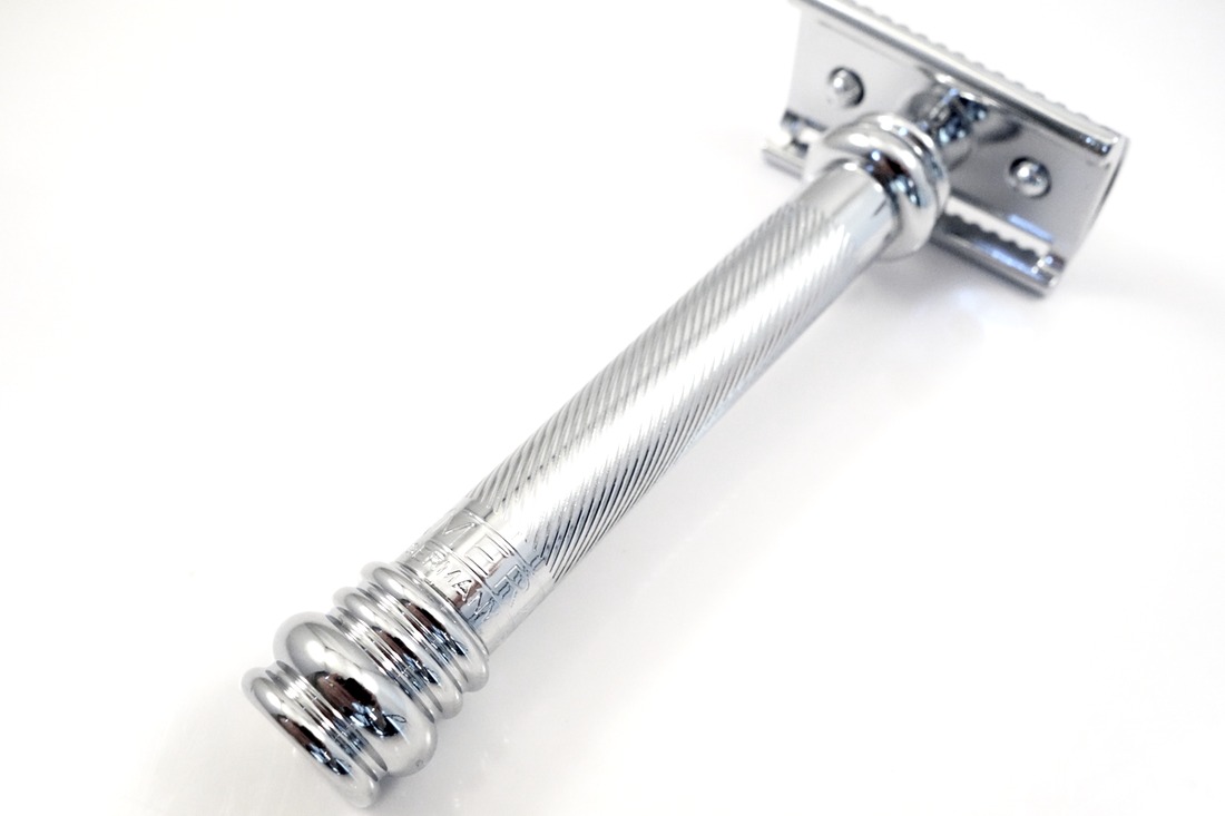 Merkur 39C Slant Bar Heavy Duty Chrome Safety Razor with Barber Pole H