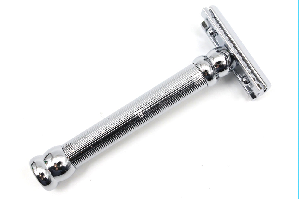 Merkur 47C Chrome Safety Razor with Engine Turned Handle