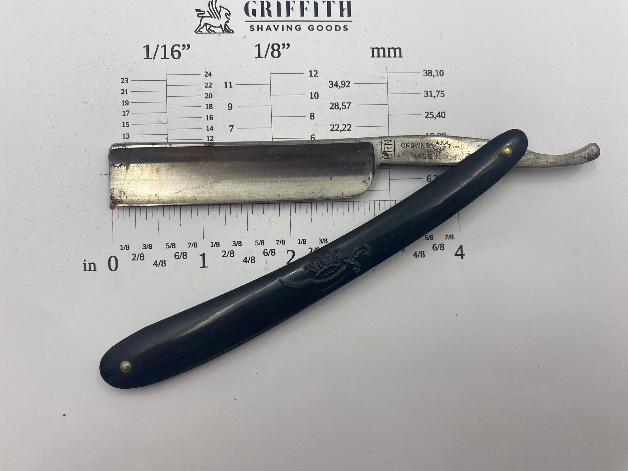 Vintage ERN Crown & Sword German Straight Razor for Restoration